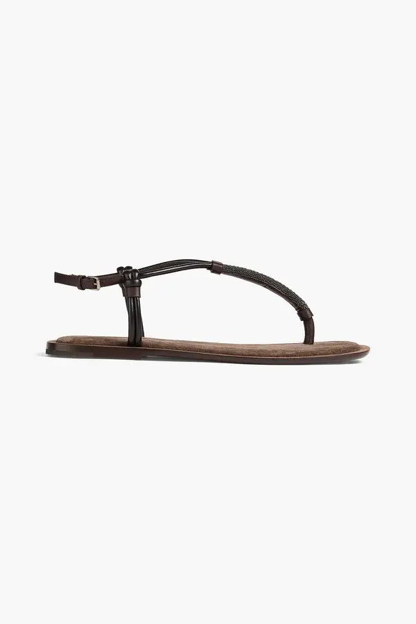 Brunello Cucinelli Bead-embellished Leather Sandals
