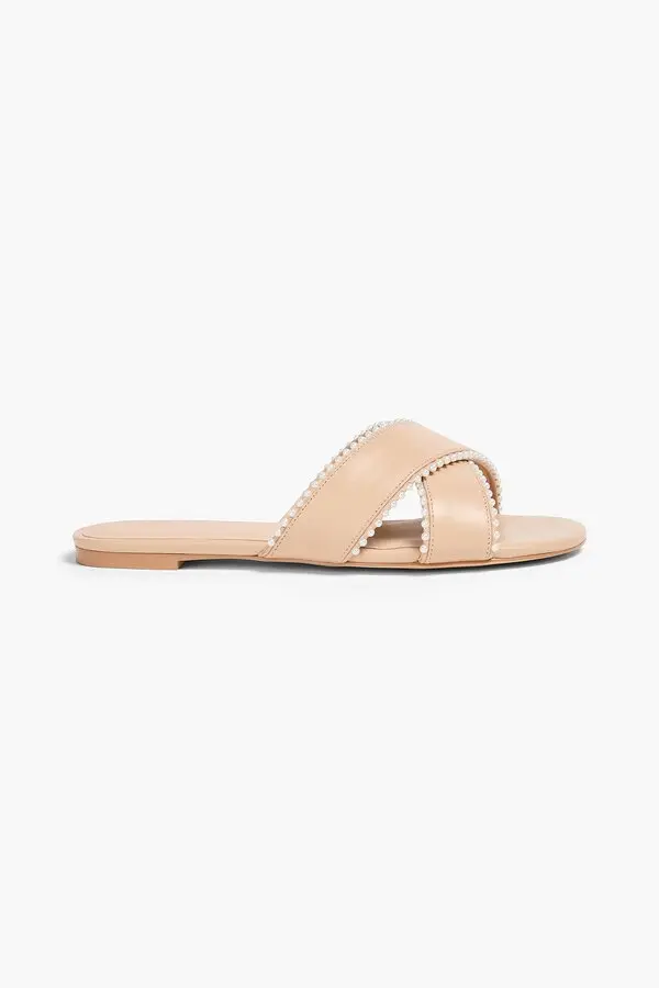 STUART WEITZMAN Roza Faux Pearl-embellished Leather Sandals