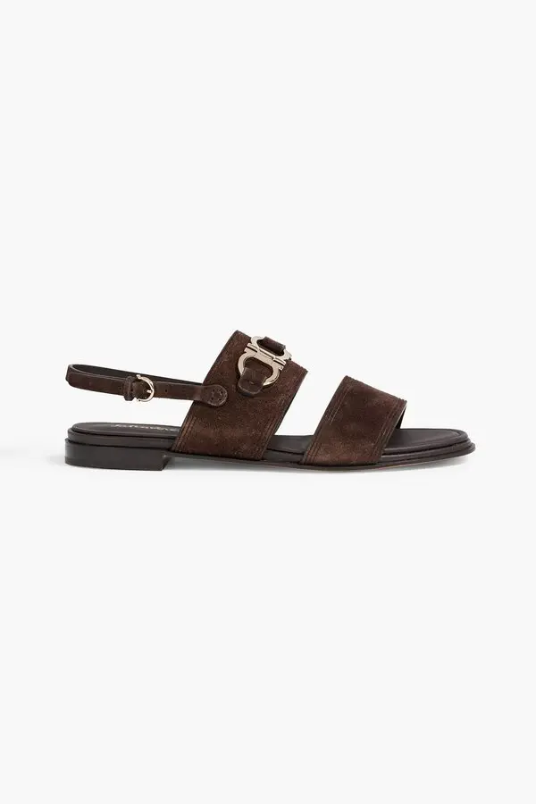 FERRAGAMO Chaim 10 Embellished Suede Slingback Sandals