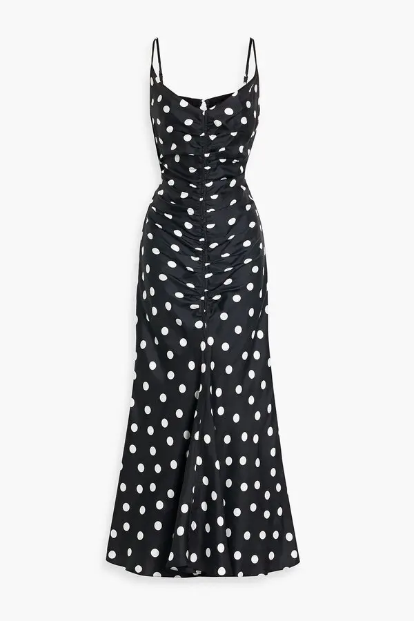 Carolina Herrera Ruched Polkadot Dress