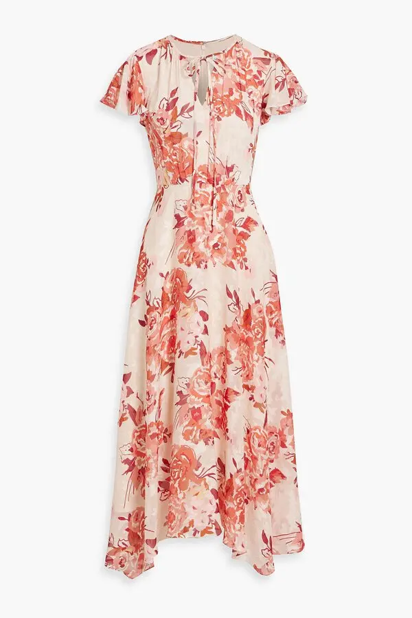 MIKAEL AGHAL Floral-print Fil Coupé Chiffon Midi Dress