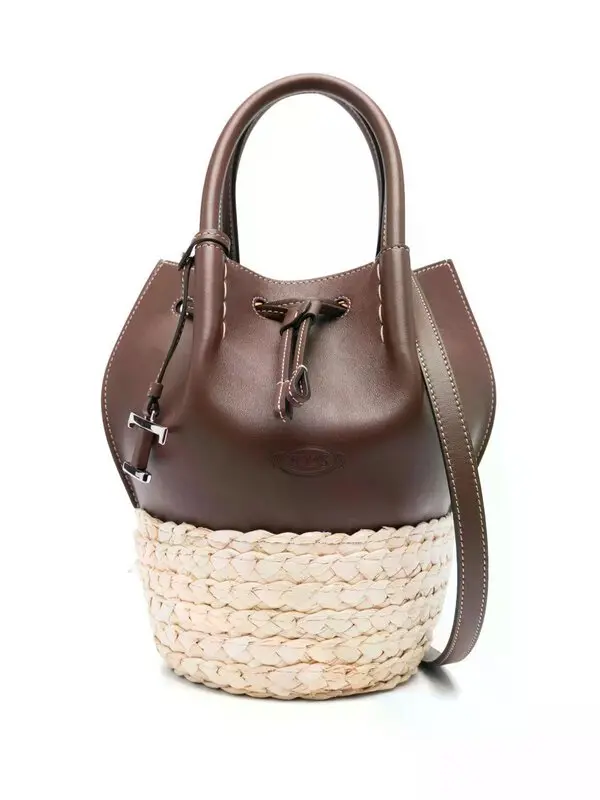 TOD'S Mini Straw Bucket Bag - Brown