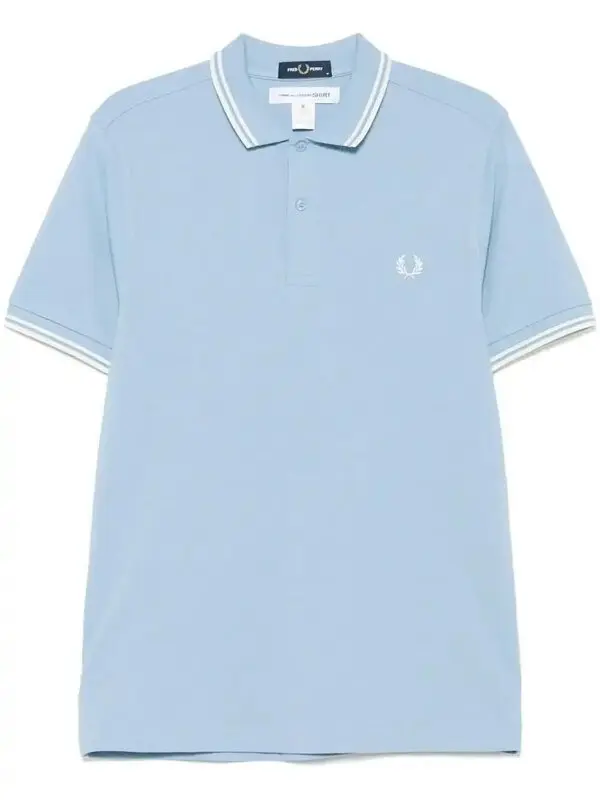 Comme Des Garçons X Fred Perry Striped-trim Polo Shirt - Blue