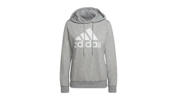 Adidas Essentials Relaxed Logo Hoodie - Medium Grey Heather/white