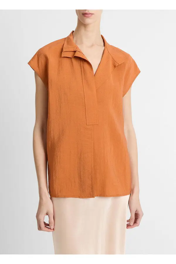 Vince Voile Cap-sleeve Blouse - Red