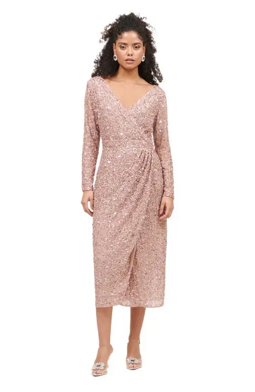 BEAUUT Embellished Beaded Maxi Wrap Dress