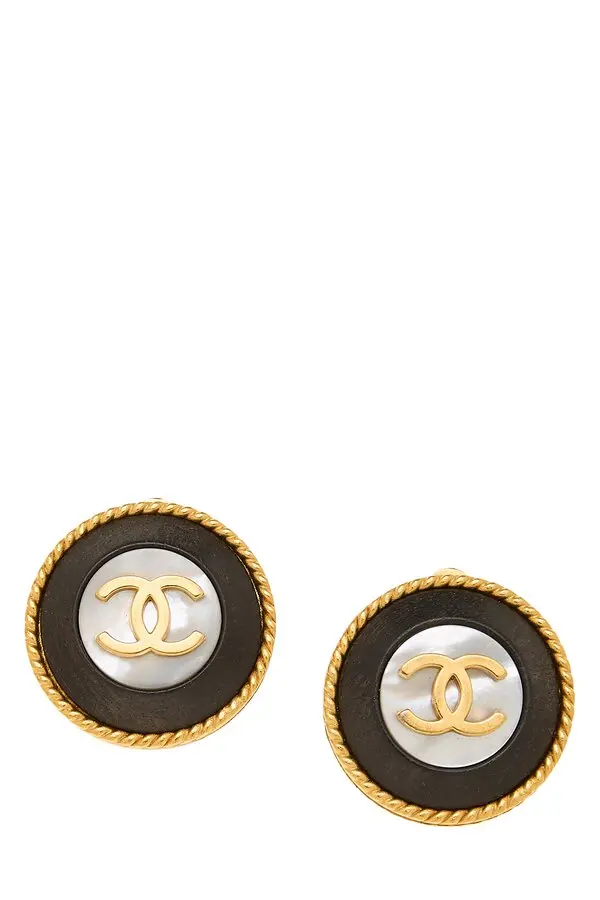 Chanel Cc Button Earrings