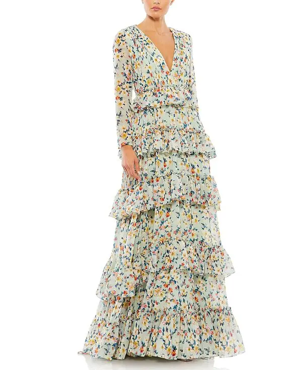 Mac Duggal Ieena Collection Floral Printed Gown