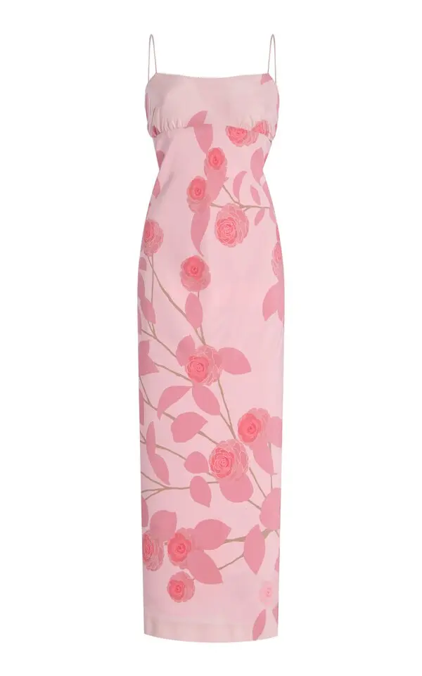 Bernadette Ripley Camelia-print Silk Maxi Slip Dress