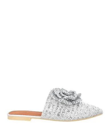 DIVINE FOLLIE Textile Fiber Mules - Silver
