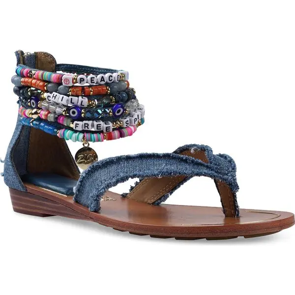ZIGI Fayola Beaded Thong Sandals - Blue Denim