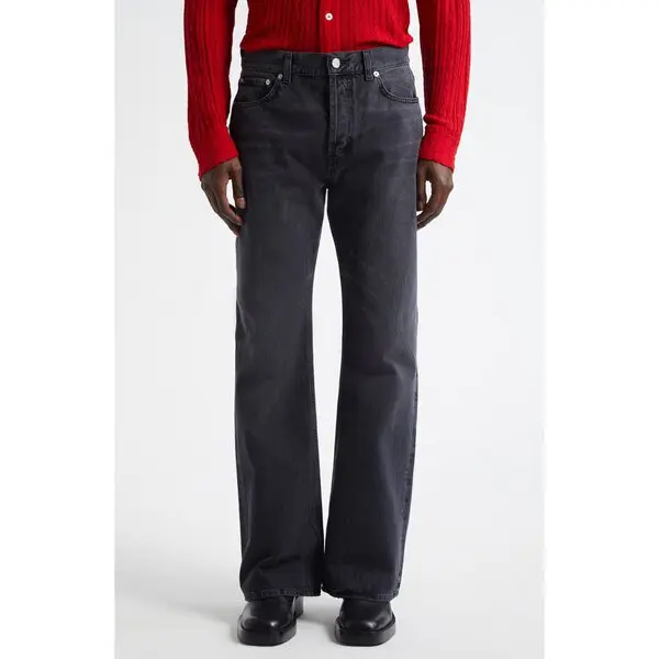 Séfr Rider Cut Flare Leg Jeans - Creased Black Wash