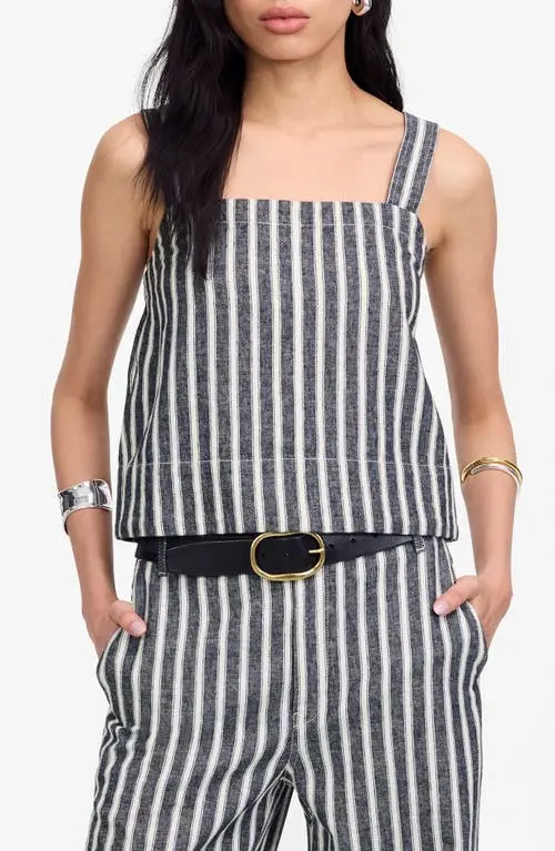 Madewell Stripe Square Neck Tank - Navy White Stripe