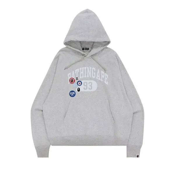 BAPE Badge Motif Pullover Hoodie - Grey