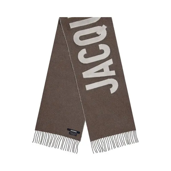 Jacquemus Fringe Logo Scarf 'multicolor - Brown