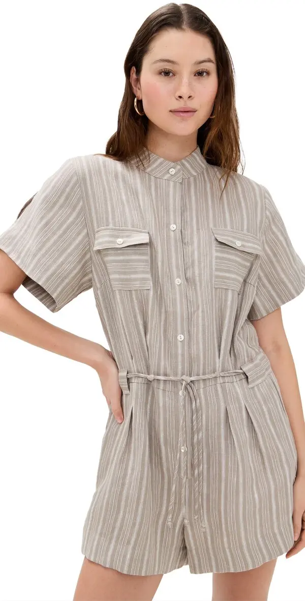 HEVRON Taryn Romper - Tawny Stripe