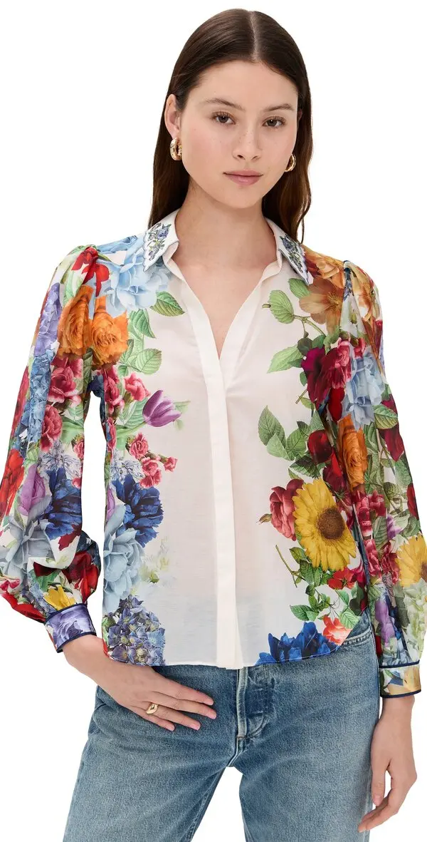 Alice + Olivia Roanne Floral Button-down Blouse