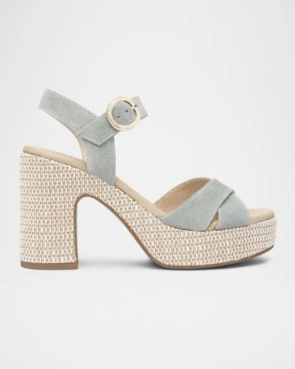 NEROGIARDINI Suede Platform Sandals - Mint