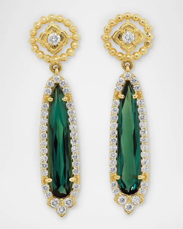 STAMBOLIAN 18k Gold Tourmaline And Diamond Drop Earrings