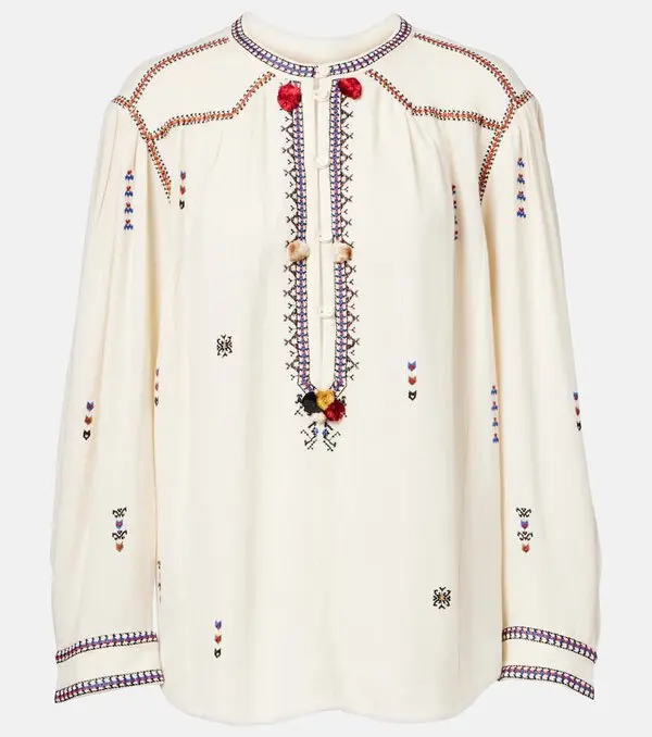 MARANT ETOILE Pelson Embroidered Blouse - White