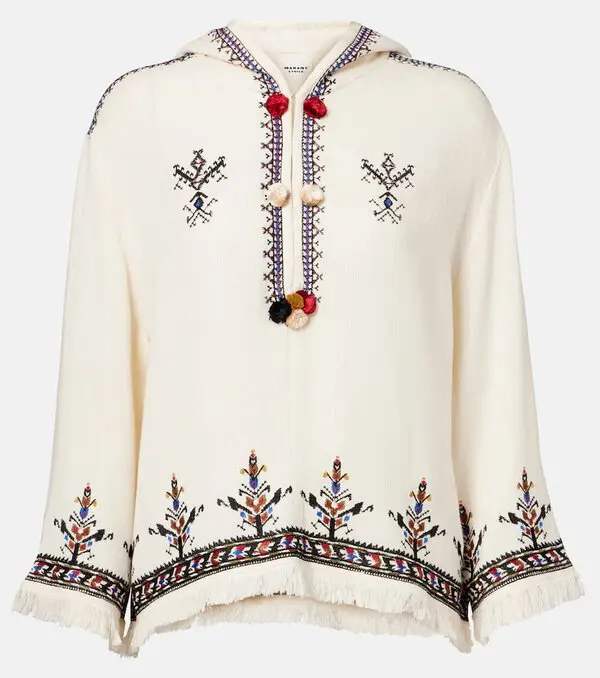 MARANT ETOILE Kameya Embroidered Hooded Top - White