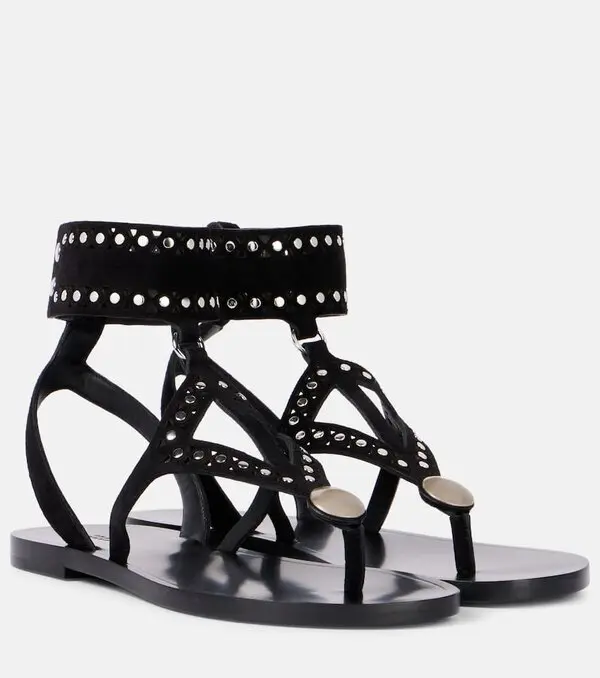 Isabel Marant Edil Studded Leather Sandals - Black