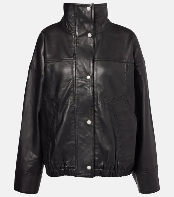 RÓHE Leather Bomber Jacket - Black