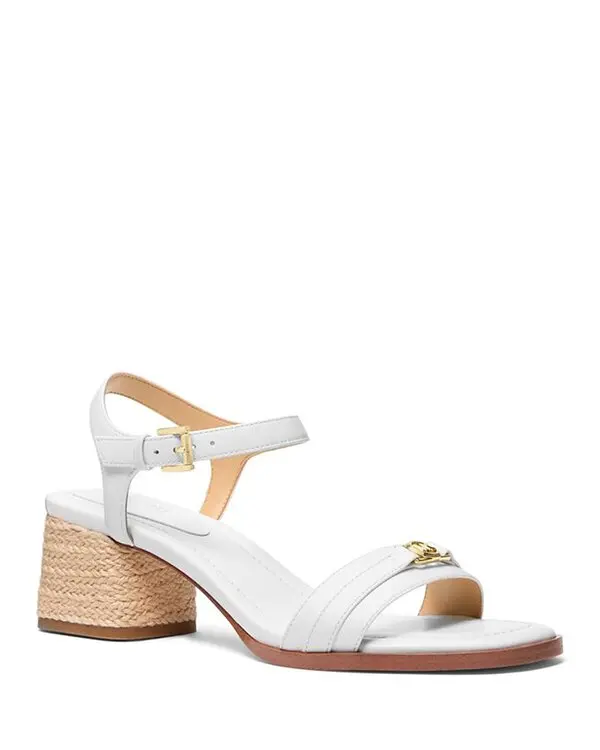 Michael Kors Leather Mandy Sandals - Optic White