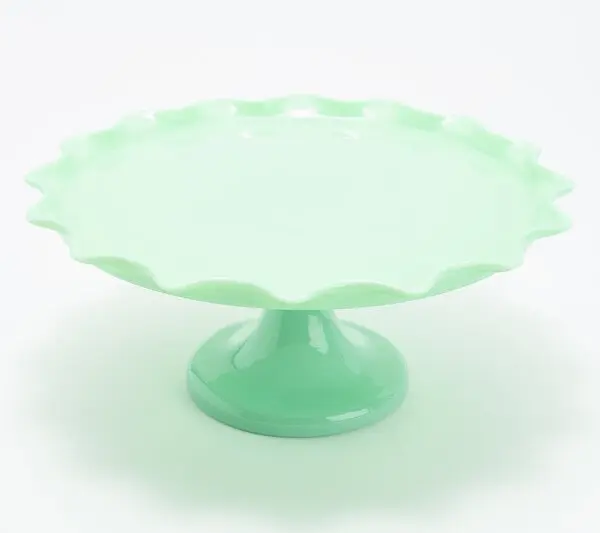MARTHA STEWART 11' Round Jadeite Colored Glass Cake Stand