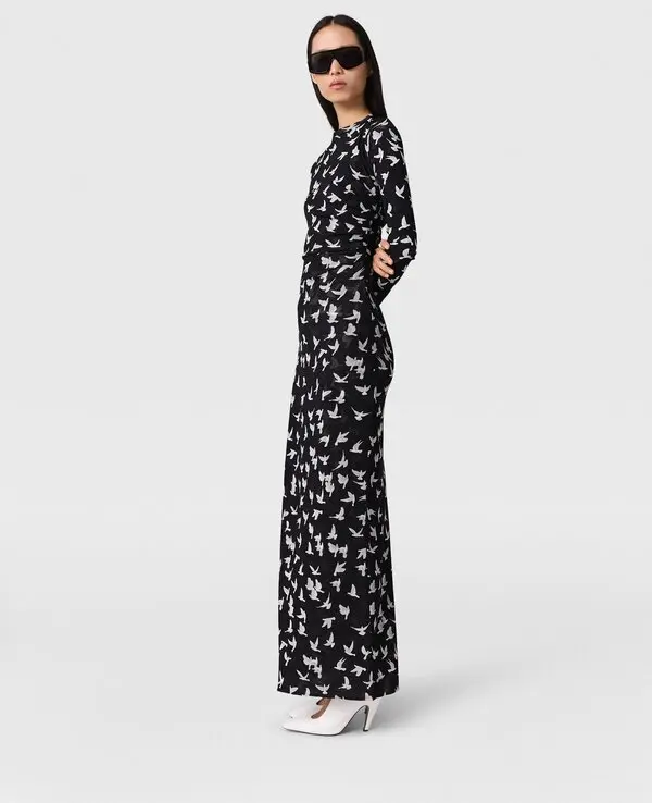 Stella McCartney Dove Print Mesh Long-sleeve Dress - Black/white