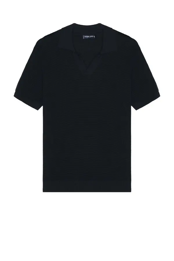 Frescobol Carioca Rino Str Cotton Salt And Pepper Stitch Ss Knitted Polo - Navy