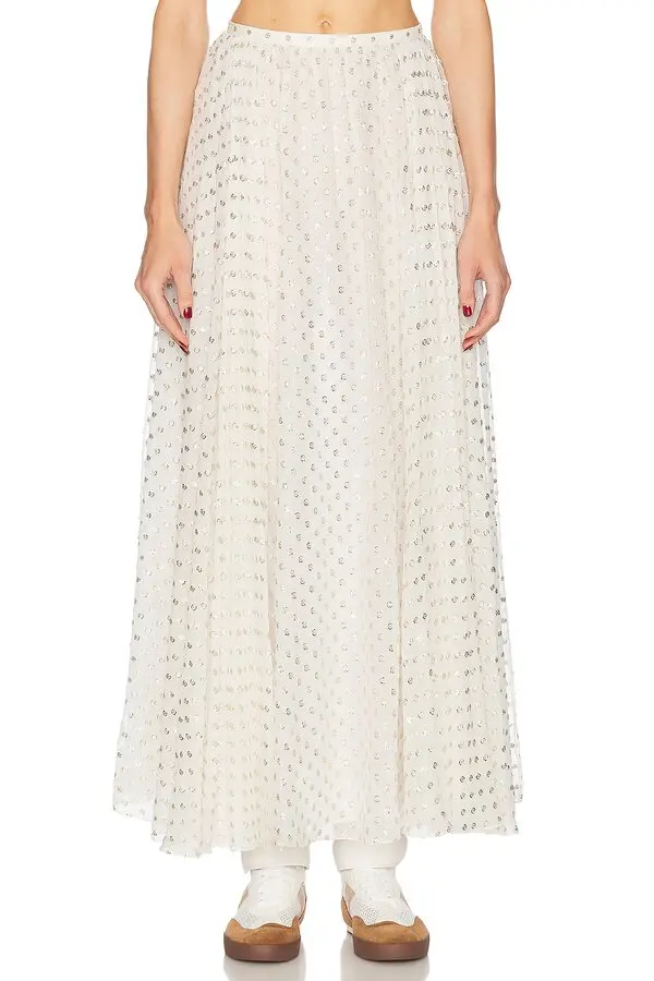 Chloé Long Polka Dot Skirt - Snow White