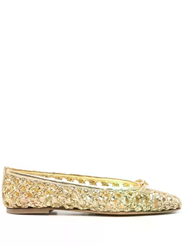 Casadei Woven Ballet Flats - Gold