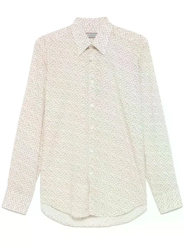 Canali Leaf-print Shirt - Neutrals