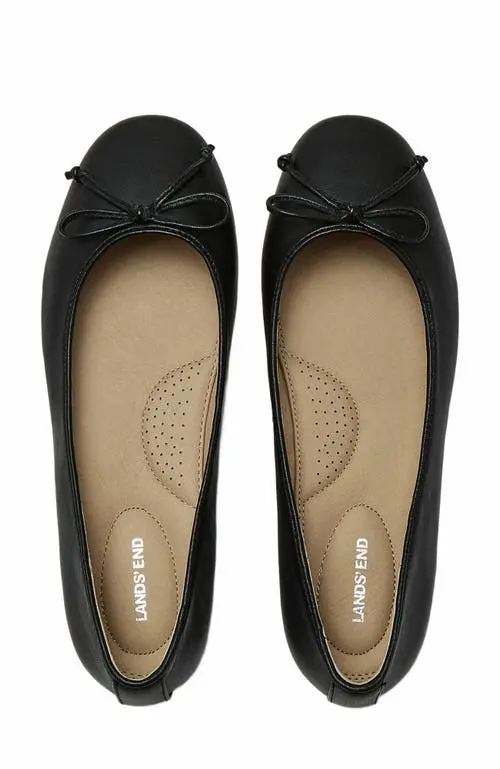 LANDS' END Essential Leather Ballet Flats - Black
