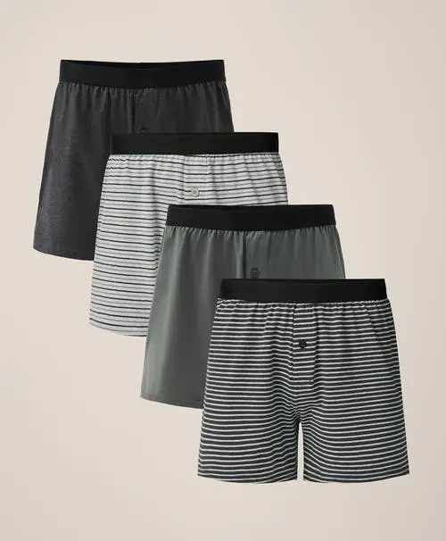 PACT Organic Cotton Everyday Knit Boxer 4-pack - Midnight Harbor