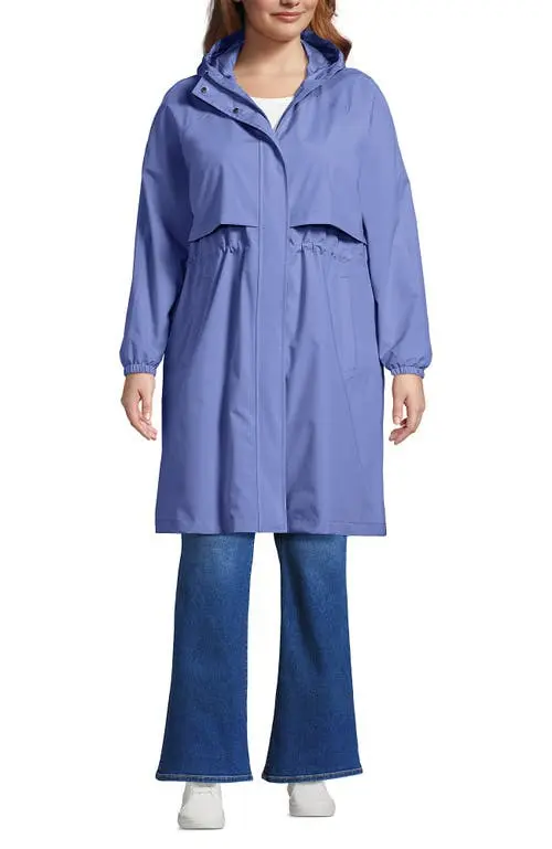 LANDS' END Squall Packable Long Raincoat - Light Periwinkle
