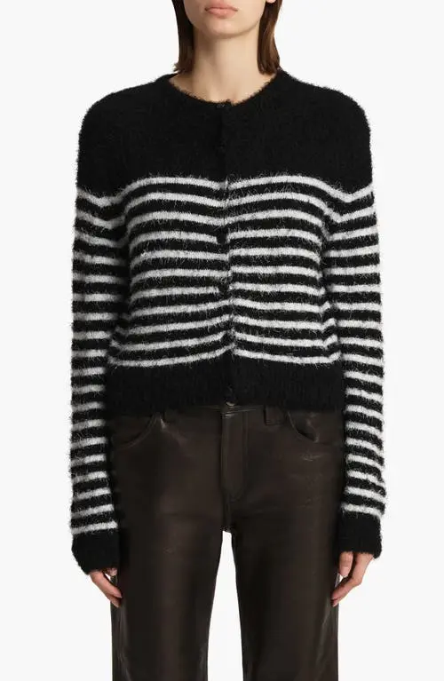 Khaite Jules Silk & Cashmere Eyelash Cardigan - Black / Glaze