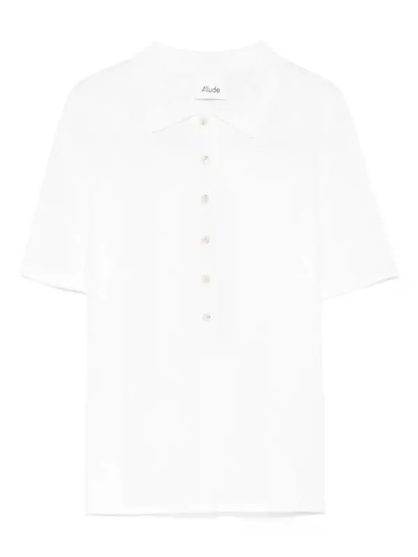 ALLUDE Virgin Wool Polo Top - White