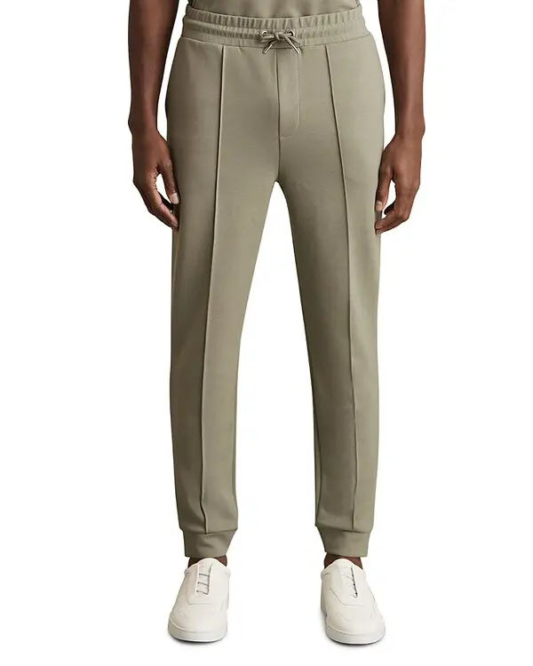 REISS Premier Interlock Drawstring Joggers - Sage