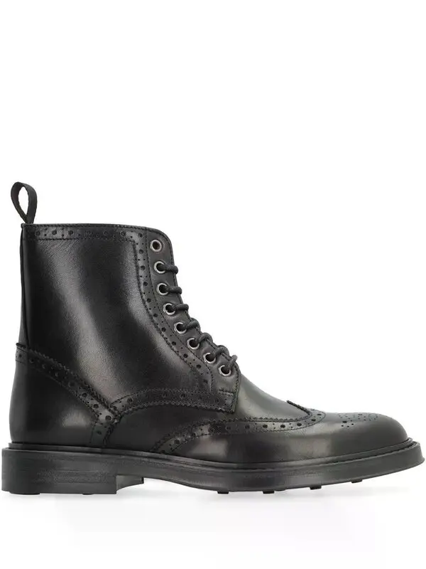 Bruno Magli Brogue-detail Lace-up Boots - Black