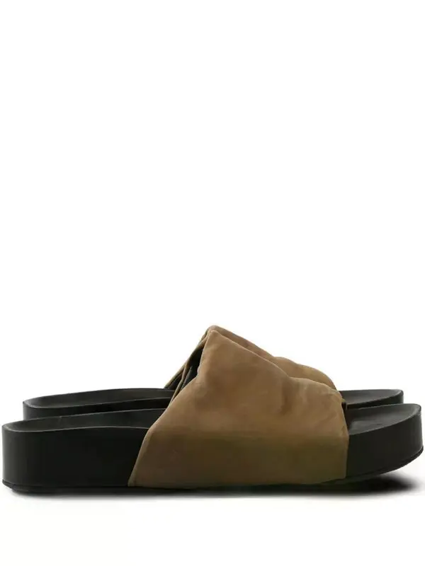 UMA WANG Leather Slides - Brown