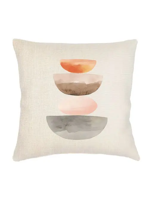Anaya Ocean Drift Stripe Linen Pillow With Down Insert - Brown