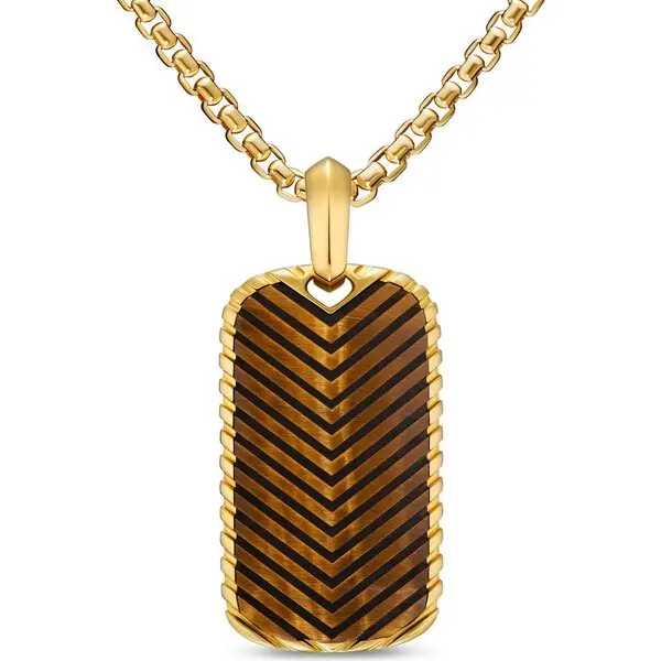 David Yurman Chevron Tag Pendant - Gold