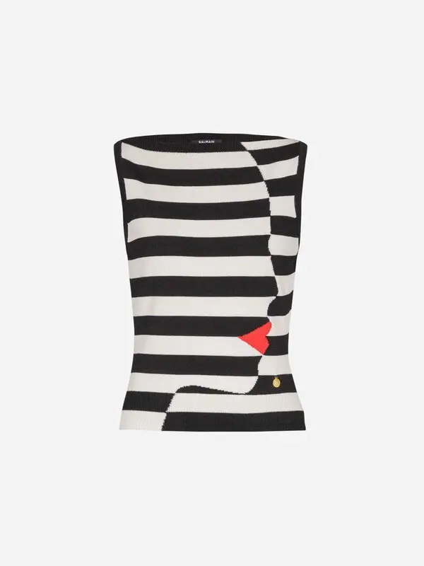Balmain Face Marinière Knit Top - Multicolor