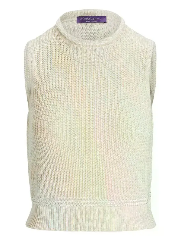 Ralph Lauren Silk Ribbed Knit Top - White