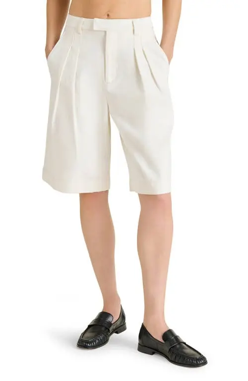 Steve Madden Ivana Pleated Bermuda Shorts - White