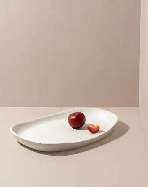 GHARYAN STONEWARE Mini Long Stoneware Serving Platters | Dadasi - White - Small