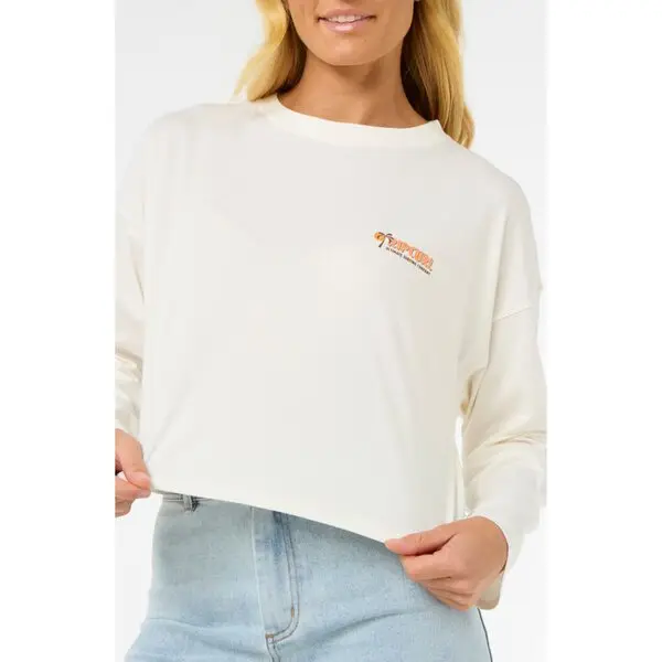 Rip Curl Cala Long Sleeve Crop Graphic T-shirt - Bone