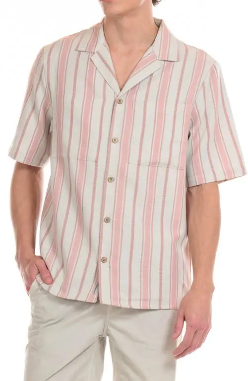 ORIGINAL PAPERBACKS Del Mar Stripe Stretch Weave Camp Shirt - Rose
